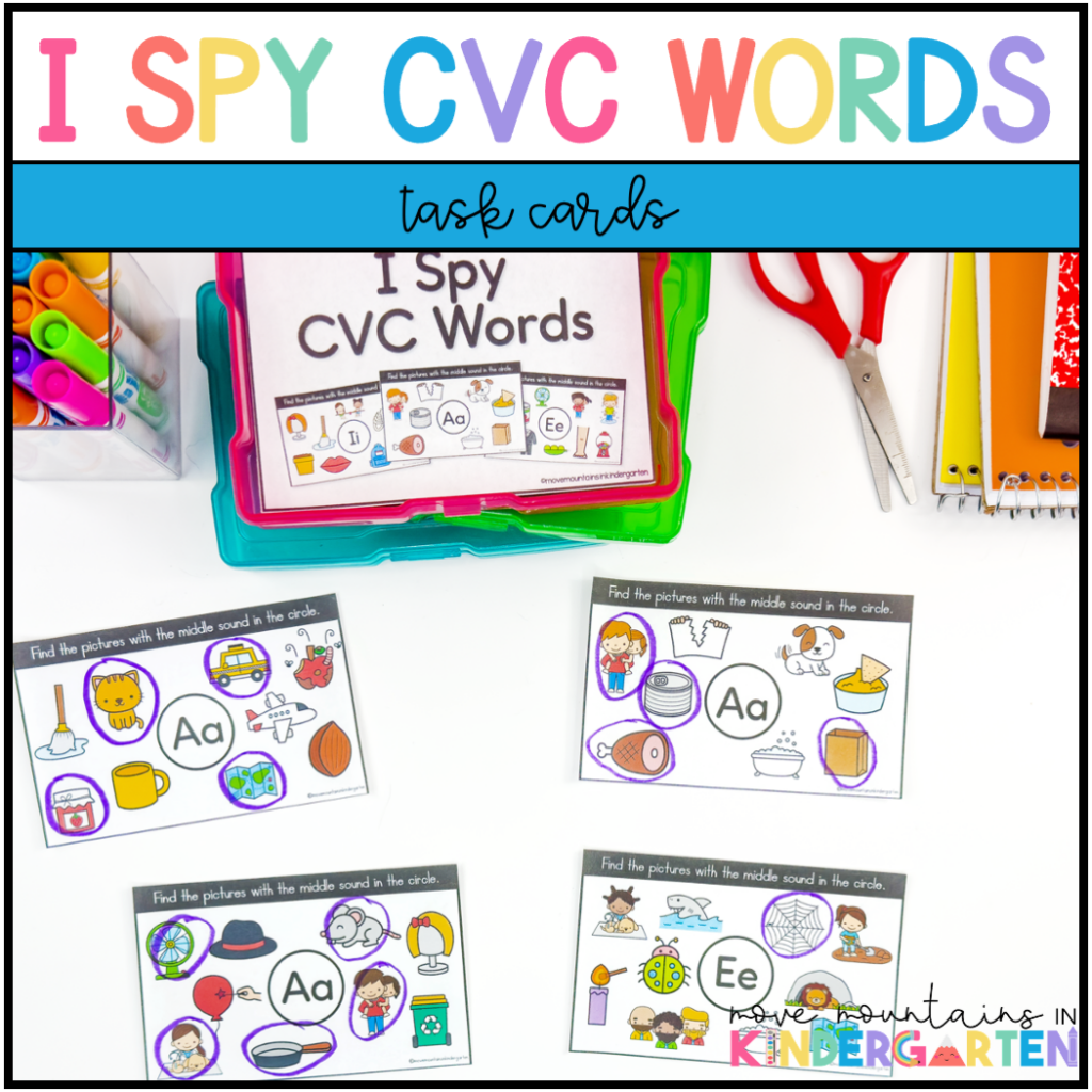 I Spy CVC Words– Task Cards for Kindergarten and First Grade - Move ...